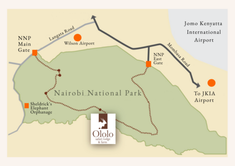 Location – Ololo Safari Lodge in Nairobi National Park